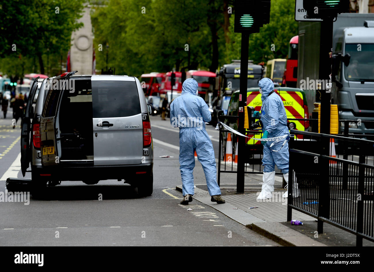 Police at the scene after a person was arrested following an incident ...