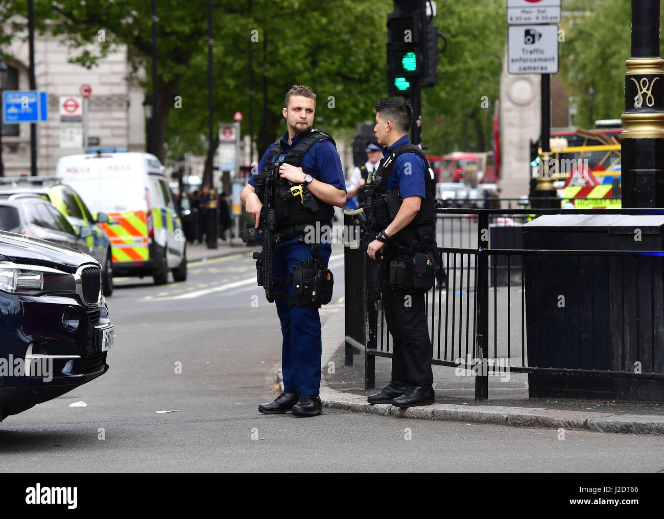 Police at the scene after a person was arrested following an incident ...