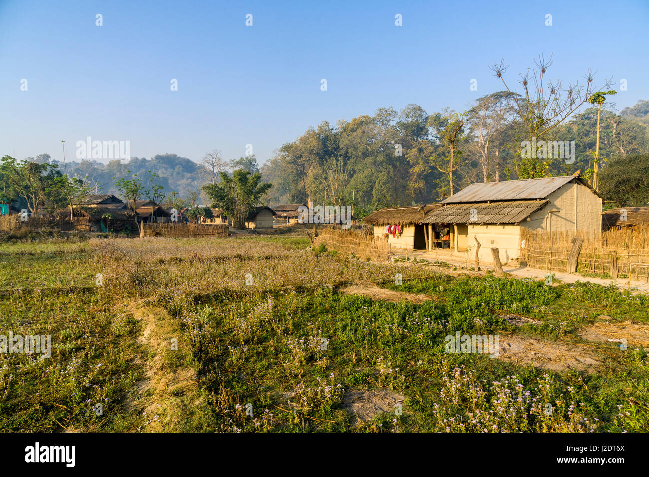 Agricultural landscape with typical farm houses in the village ...