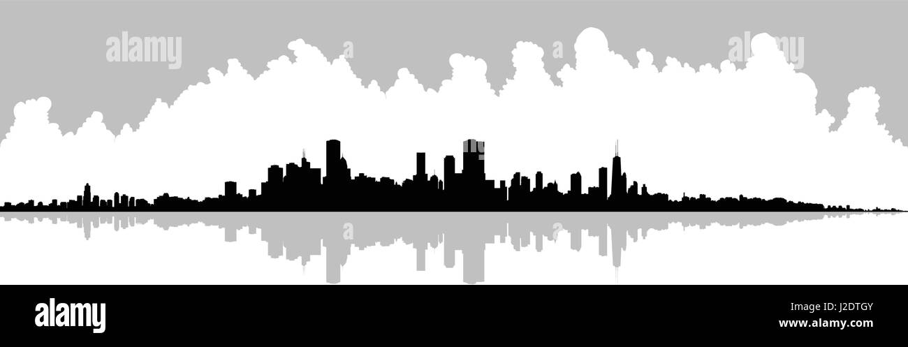 Skyline silhouette of the city of Chicago, Illinois, USA Stock Vector ...