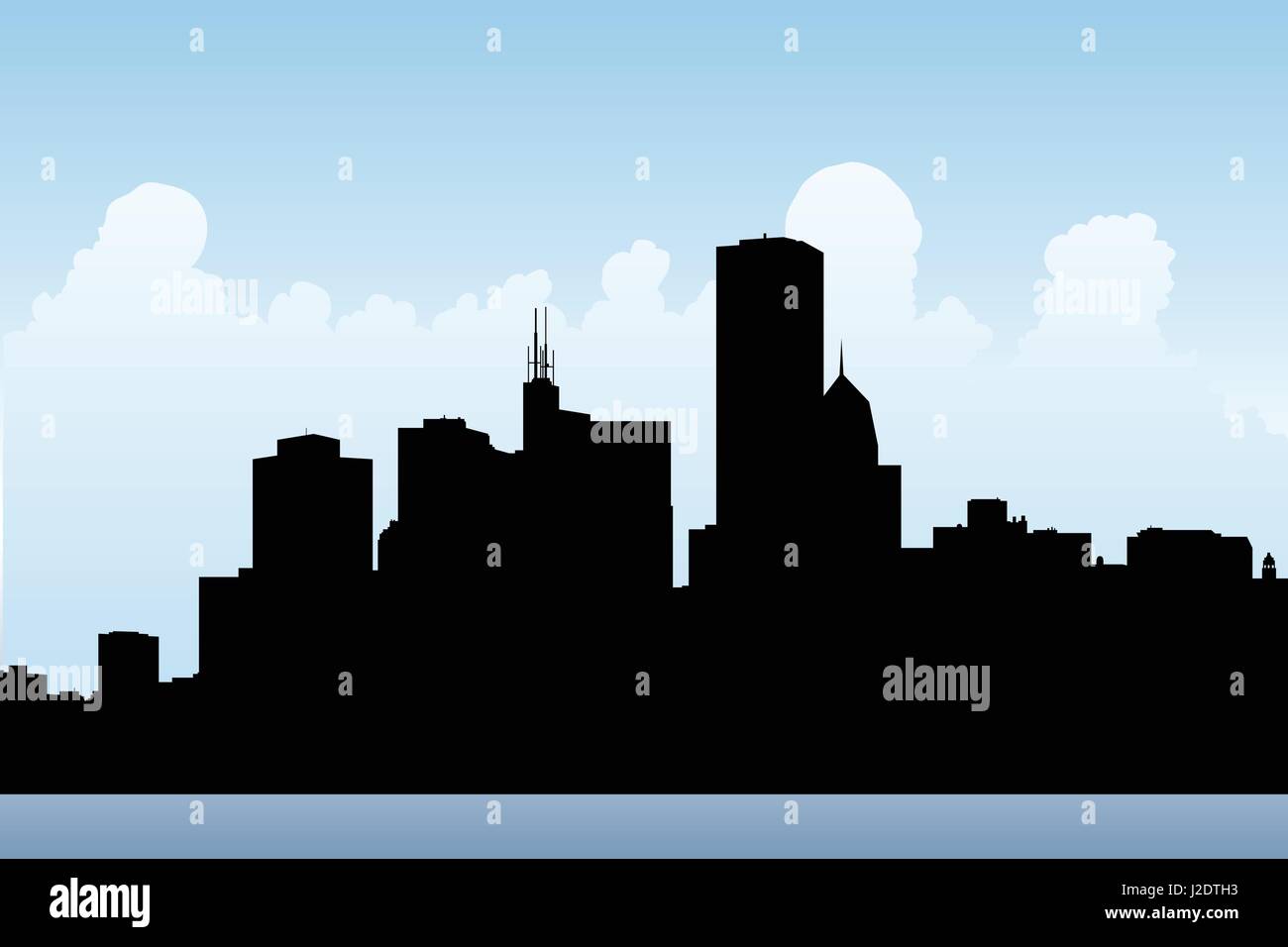 Skyline silhouette of the city of Chicago, Illinois, USA Stock Vector ...