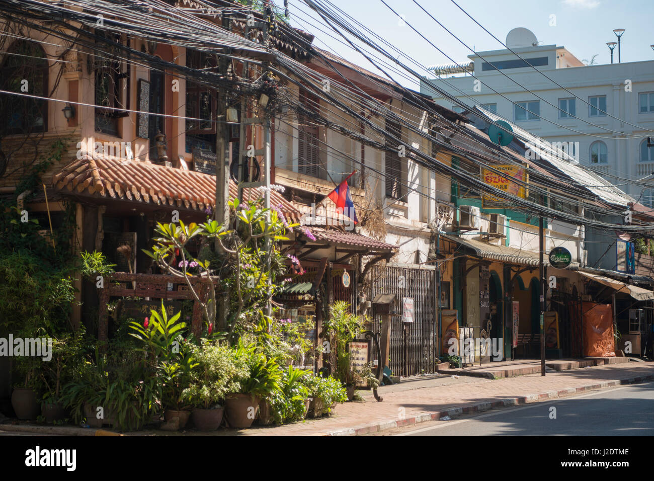 a road in the city of vientiane in Laos in the southeastasia Stock ...