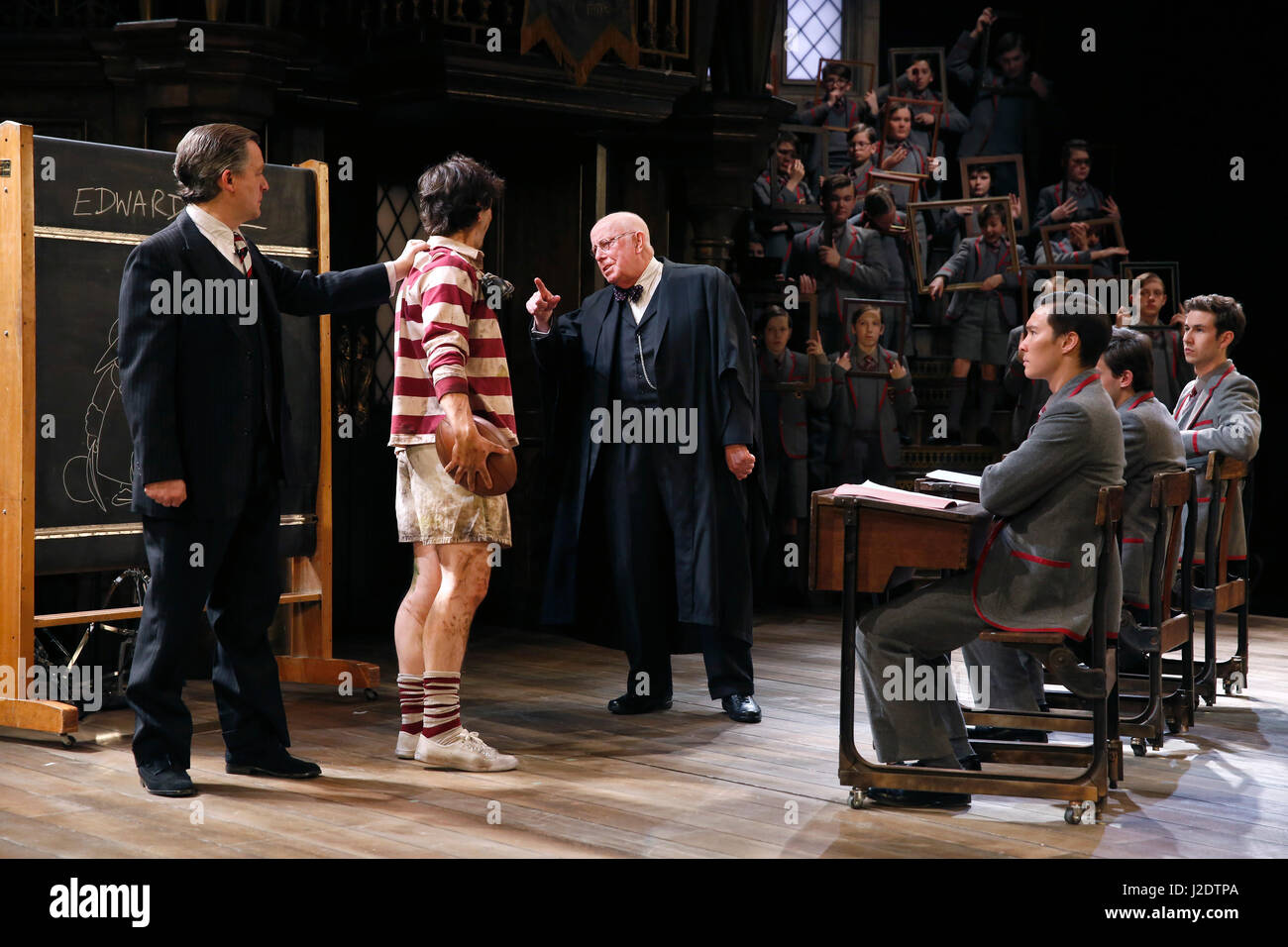 Ricahrd Wilson (3L) performs as the headmaster, Alan Cox as Franklin (L ...