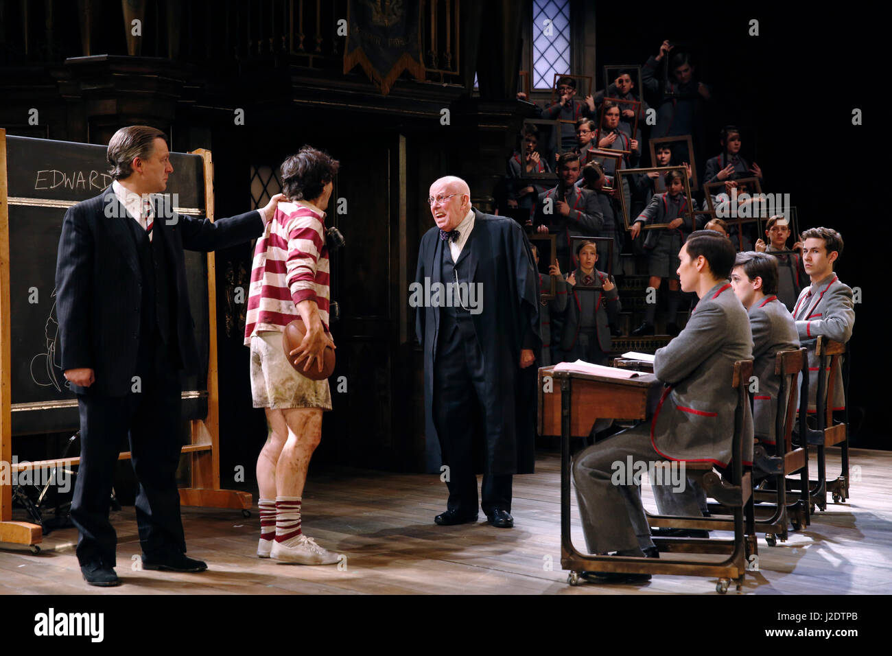 Ricahrd Wilson (3L) performs as the headmaster, Alan Cox as Franklin (L ...