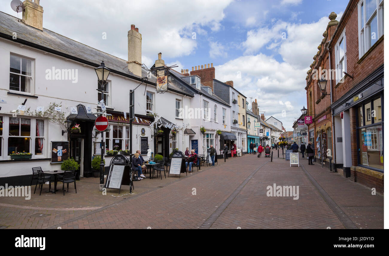 Sidmouth, Devon - view along Old Fore Stree, with the Anchor Inn to the ...