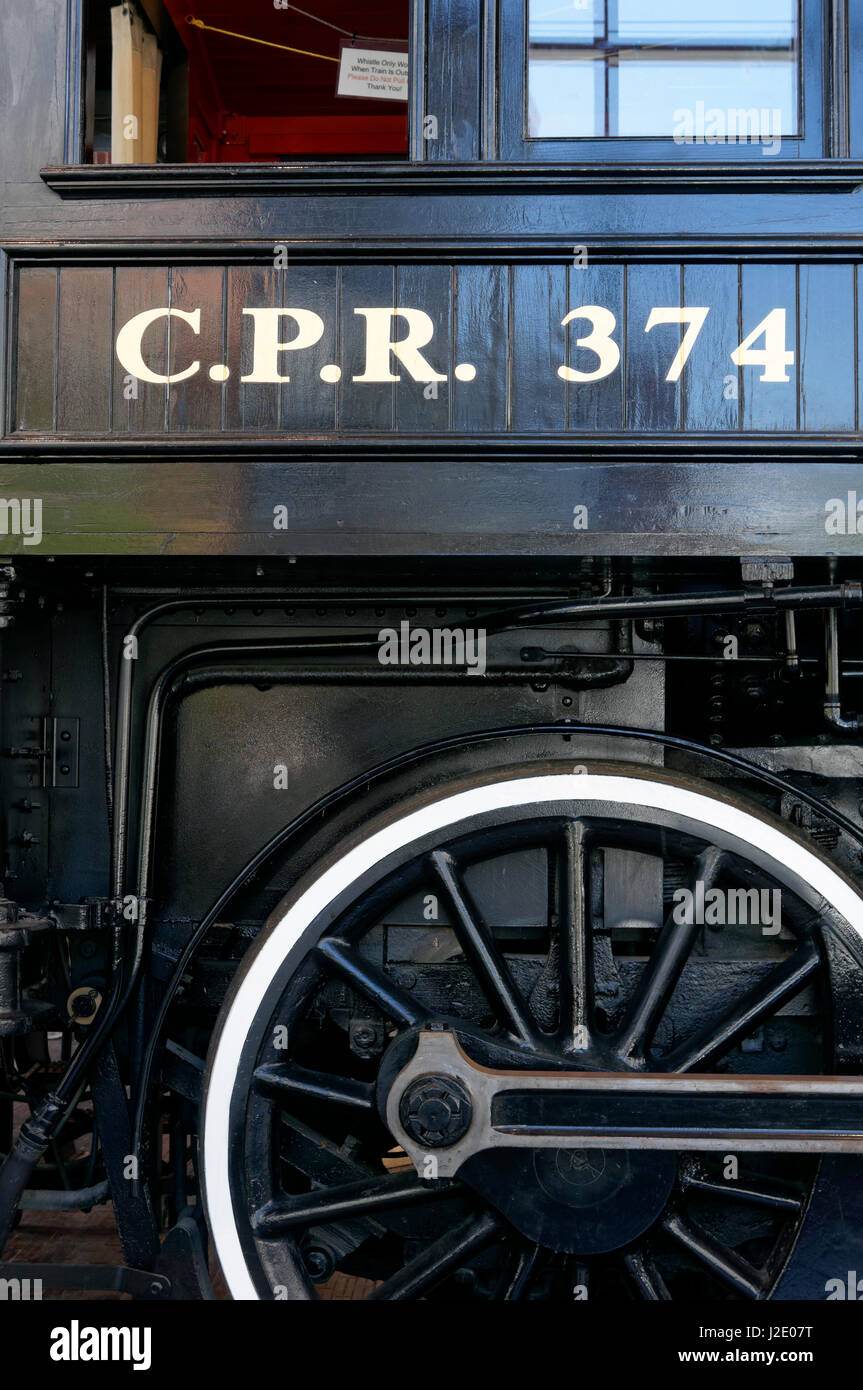Drive wheel and cab of the Restored CPR Engine 374 at the Roundhouse in ...