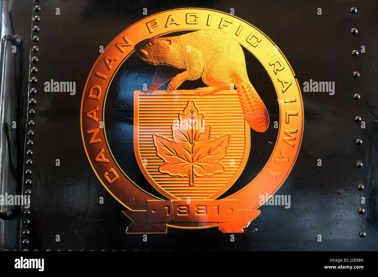 Canadian Pacific Railway 1881 insignia on the Rrestored CPR Engine 374 ...