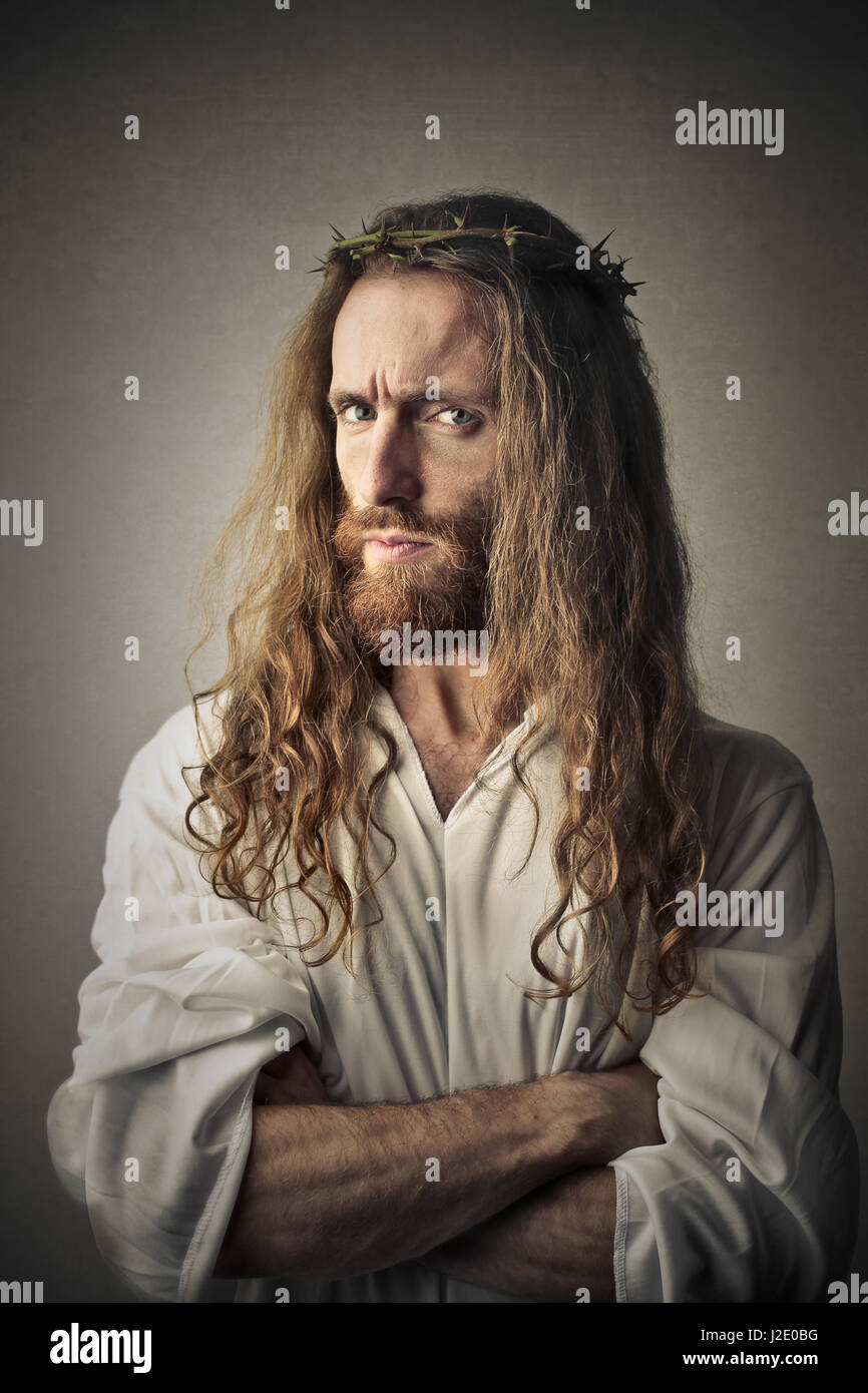 Jesus being mad Stock Photo - Alamy