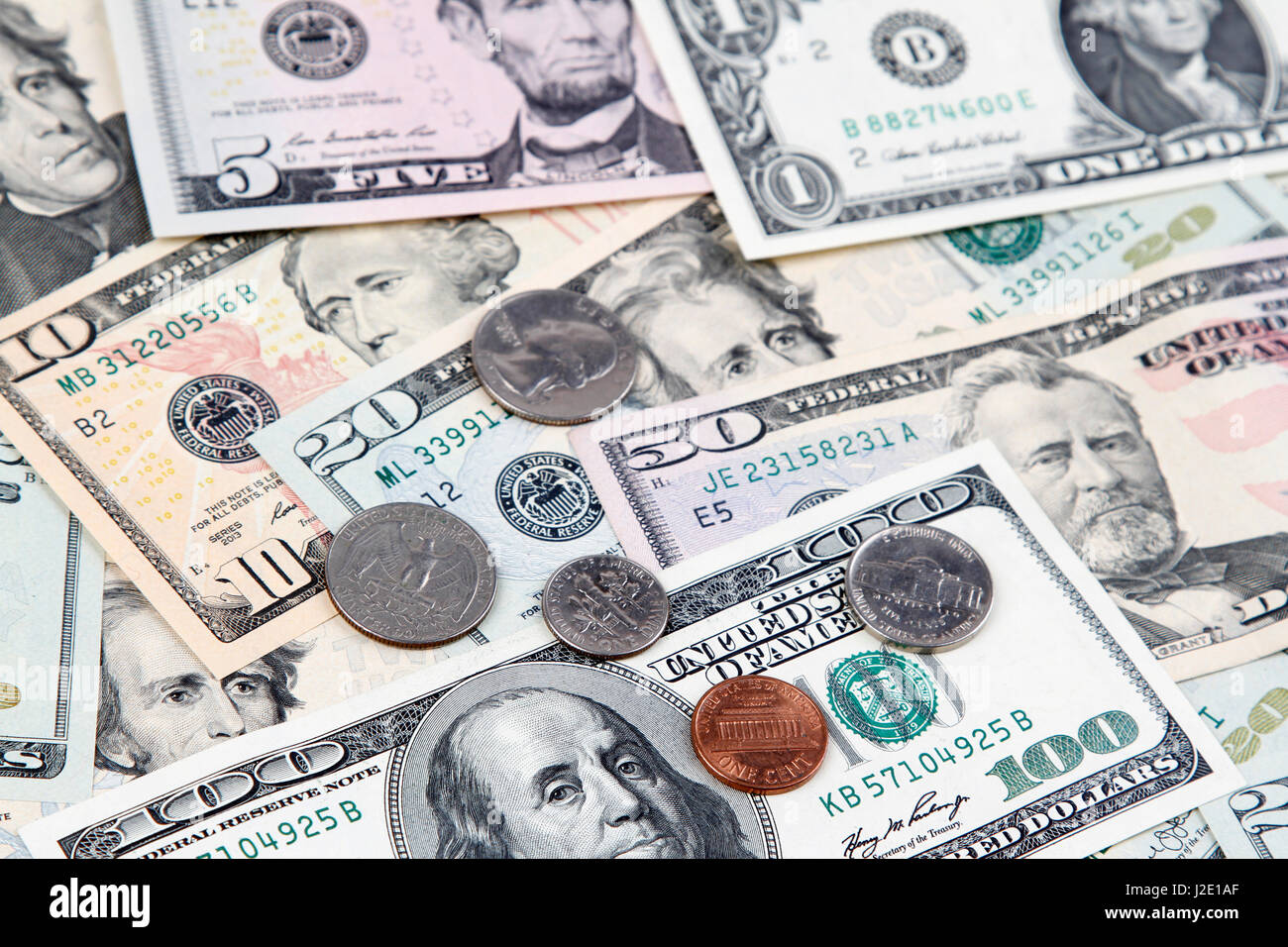 American dollar notes and coins hi-res stock photography and images - Alamy