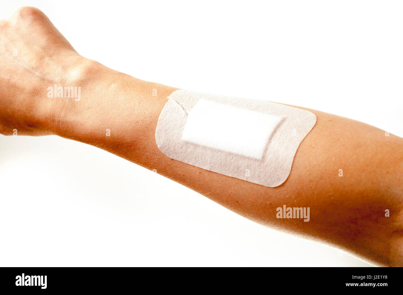 adhesive bandages on injury hand on white background Stock Photo - Alamy