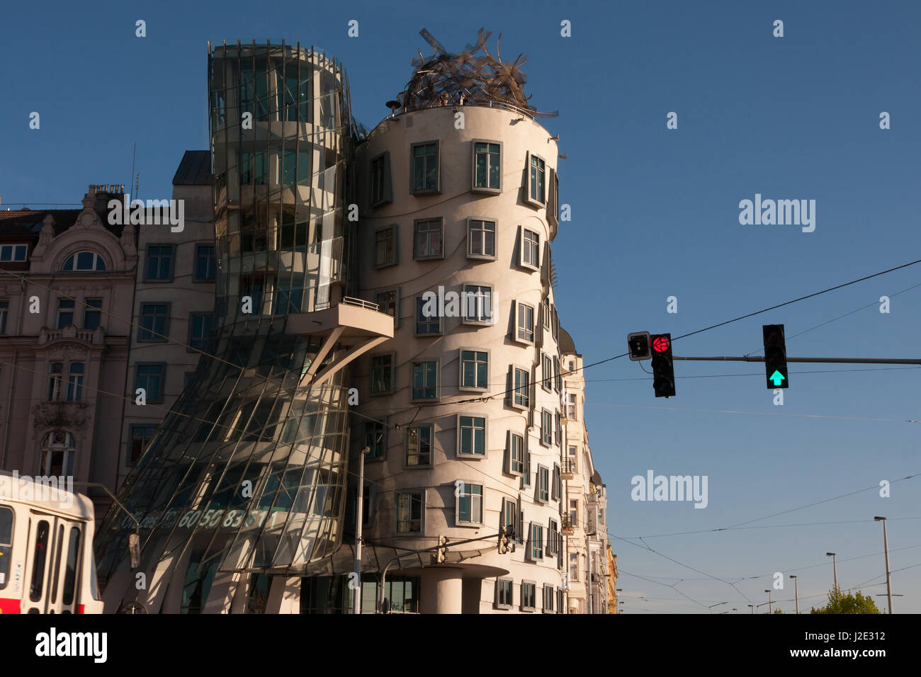 Street view with famous dancing house hi-res stock photography and ...