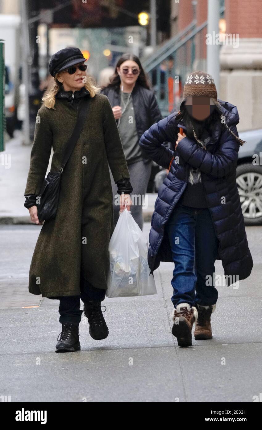 Meg Ryan and her daughter in Soho Featuring: Meg Ryan, Daisy True Ryan ...