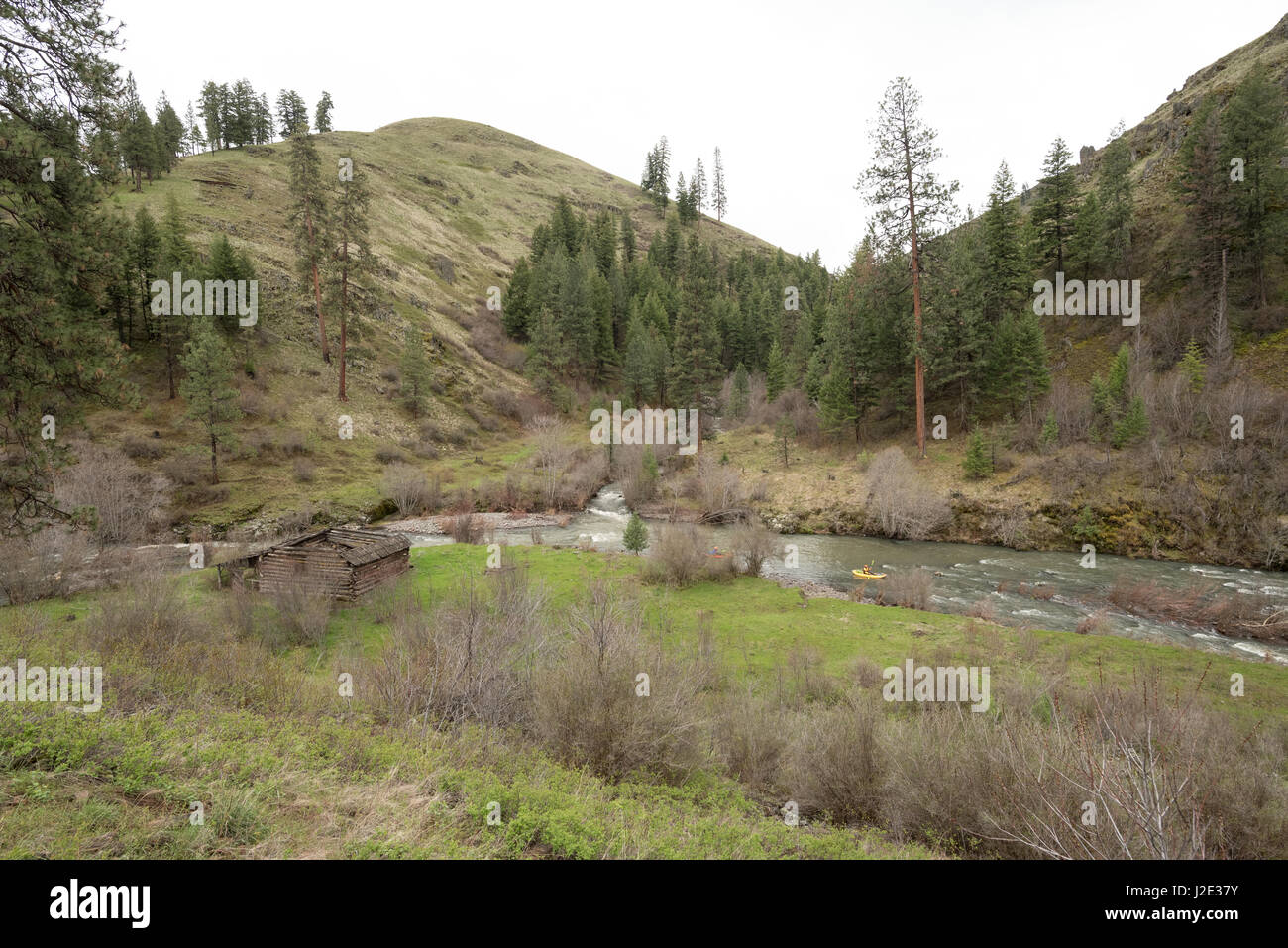 Kayaking a stream in Northeast Oregon Stock Photo - Alamy