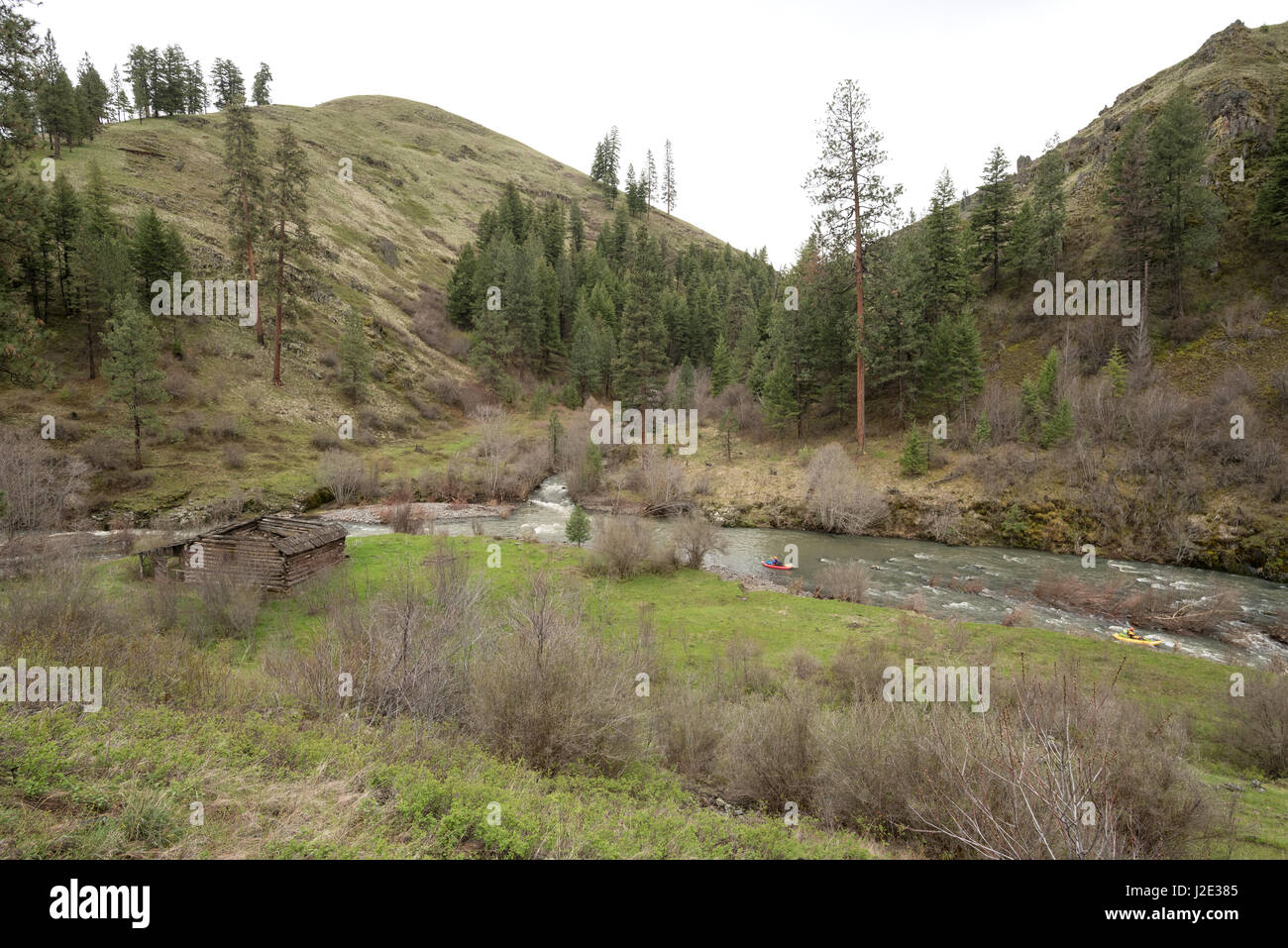 Kayaking a stream in Northeast Oregon Stock Photo - Alamy