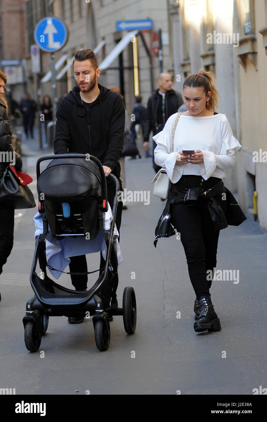 Milan football player, Andrea Bertolacci and his family, Nicole Murgia ...