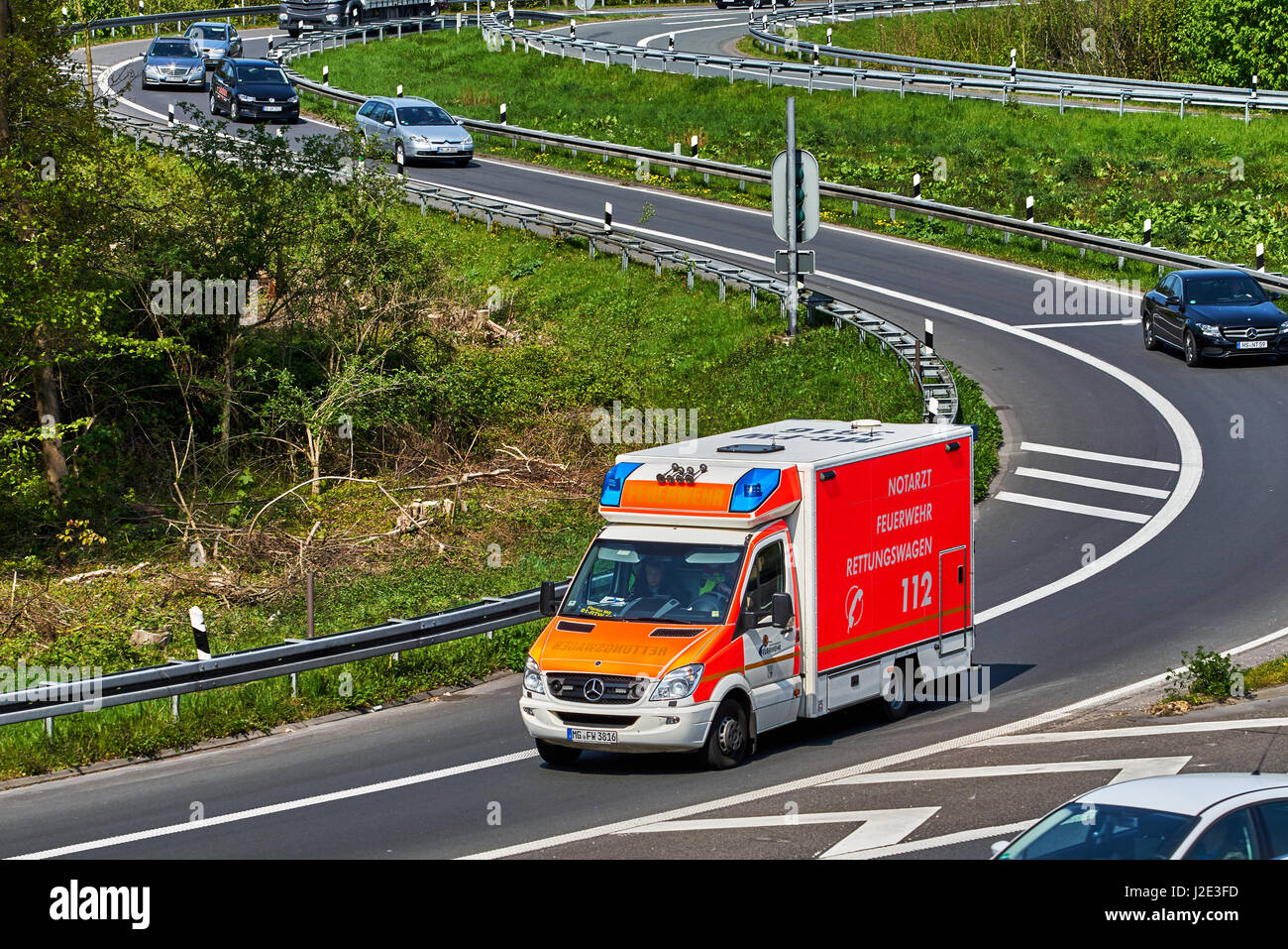 DUSSELDORF ,GERMANY - APRIL 20, 2017:German emergency ambulance ...