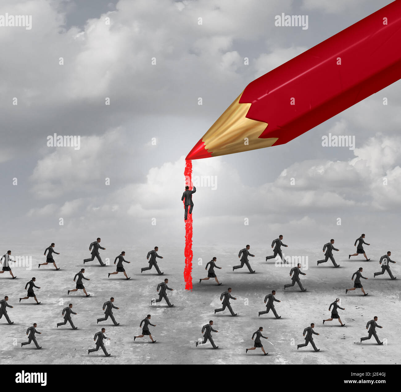 Succeed in business concept as a group of competing people with a ...
