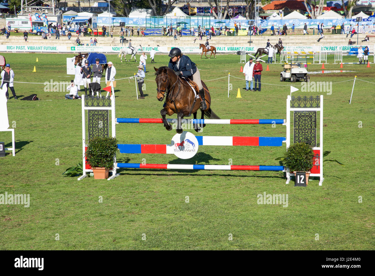 Claremont,WA,Australia-September 25,2016:Horse and rider at showjumping ...