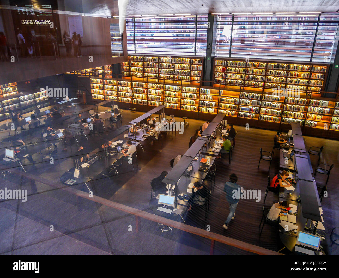 Students studying in Library with their computers and books Stock Photo ...