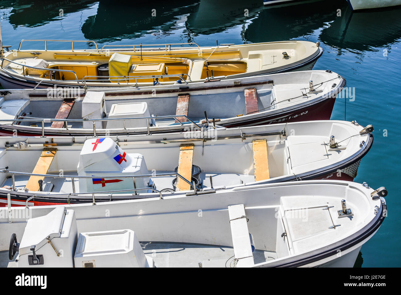 Fishing boats in the bay on the Spain Stock Photo - Alamy