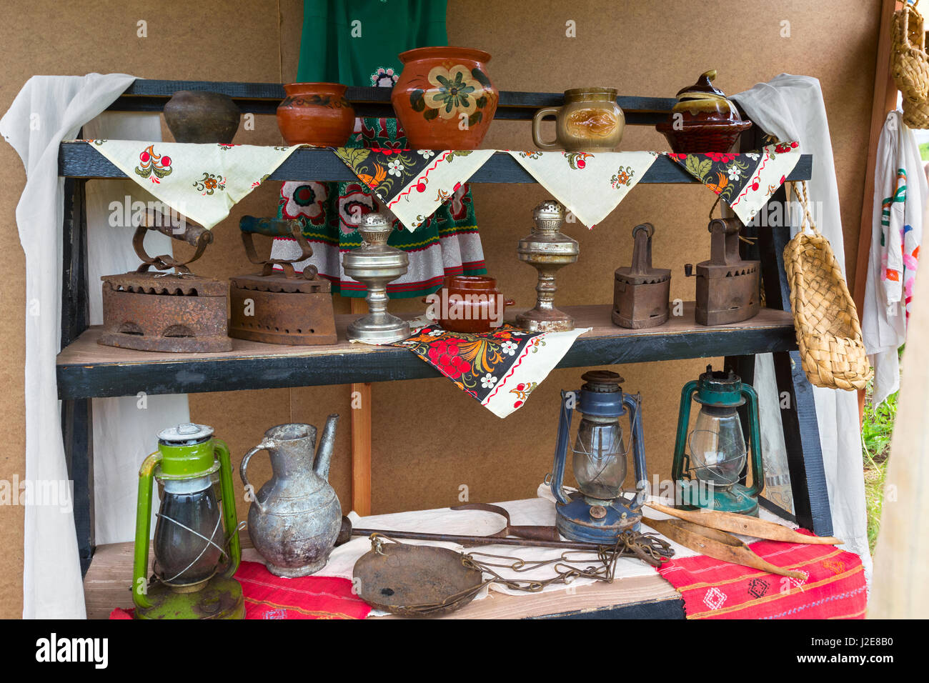 Antiques on the market, household items Stock Photo - Alamy