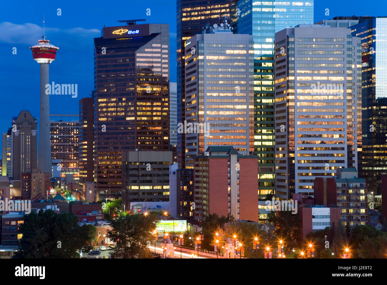 City at dusk, Calgary, Alberta, Canada Stock Photo - Alamy