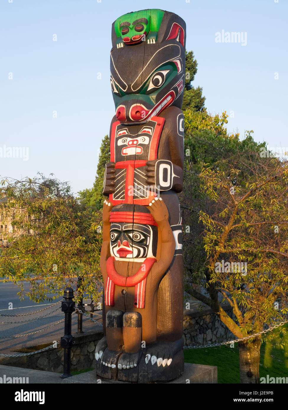 Canada, British Columbia, Victoria, Kwakiutl Bear Pole, 1966, carved by ...