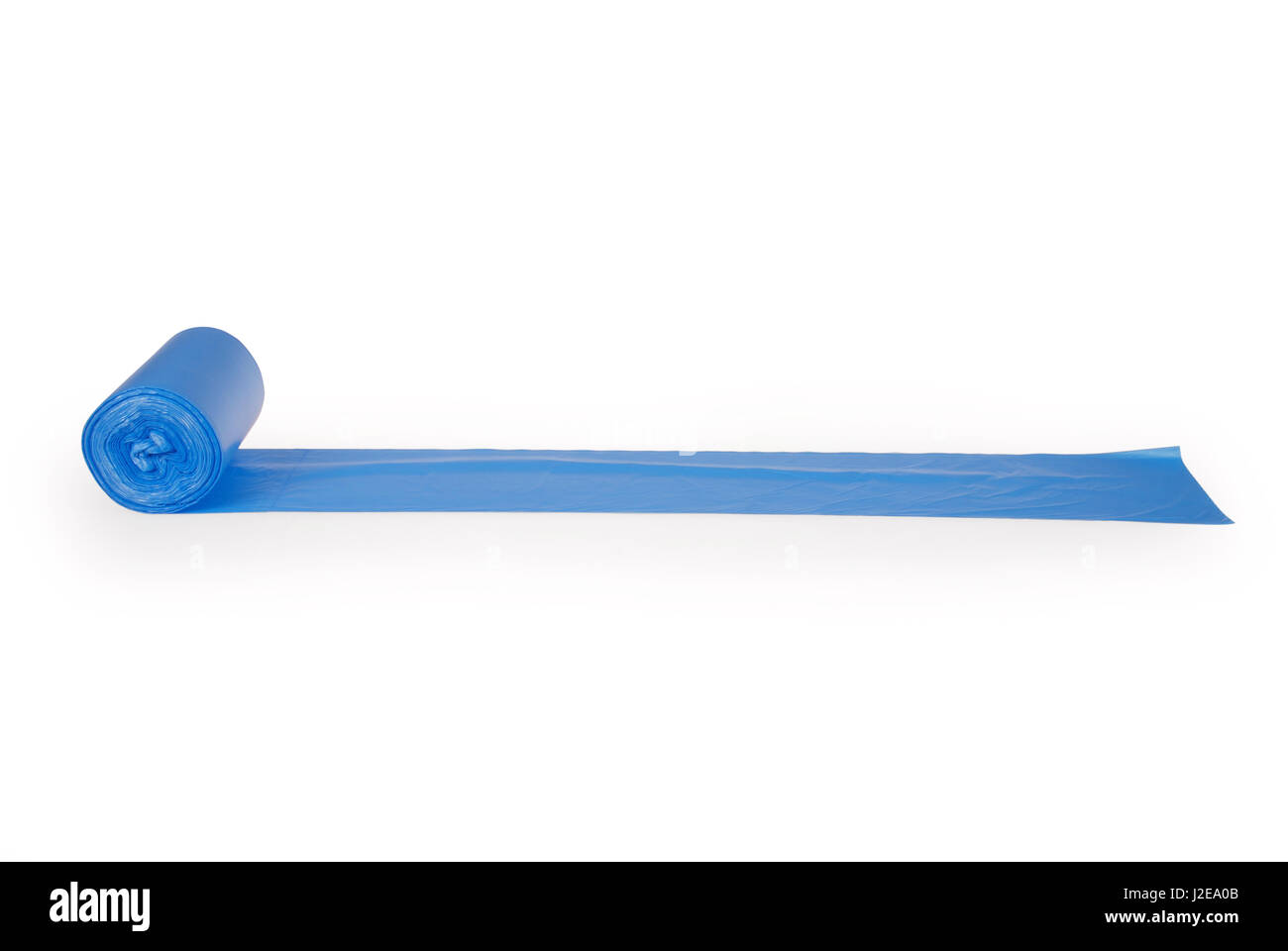 Roll of blue plastic garbage bags isolated on white background ...