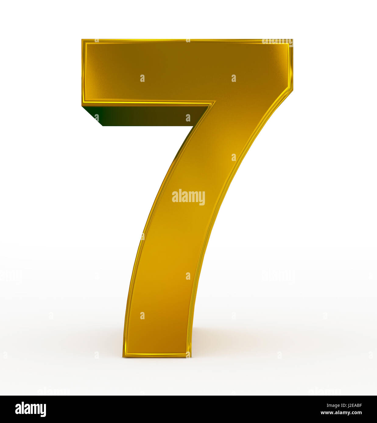 number 7 3d golden isolated on white - 3d rendering Stock Photo - Alamy
