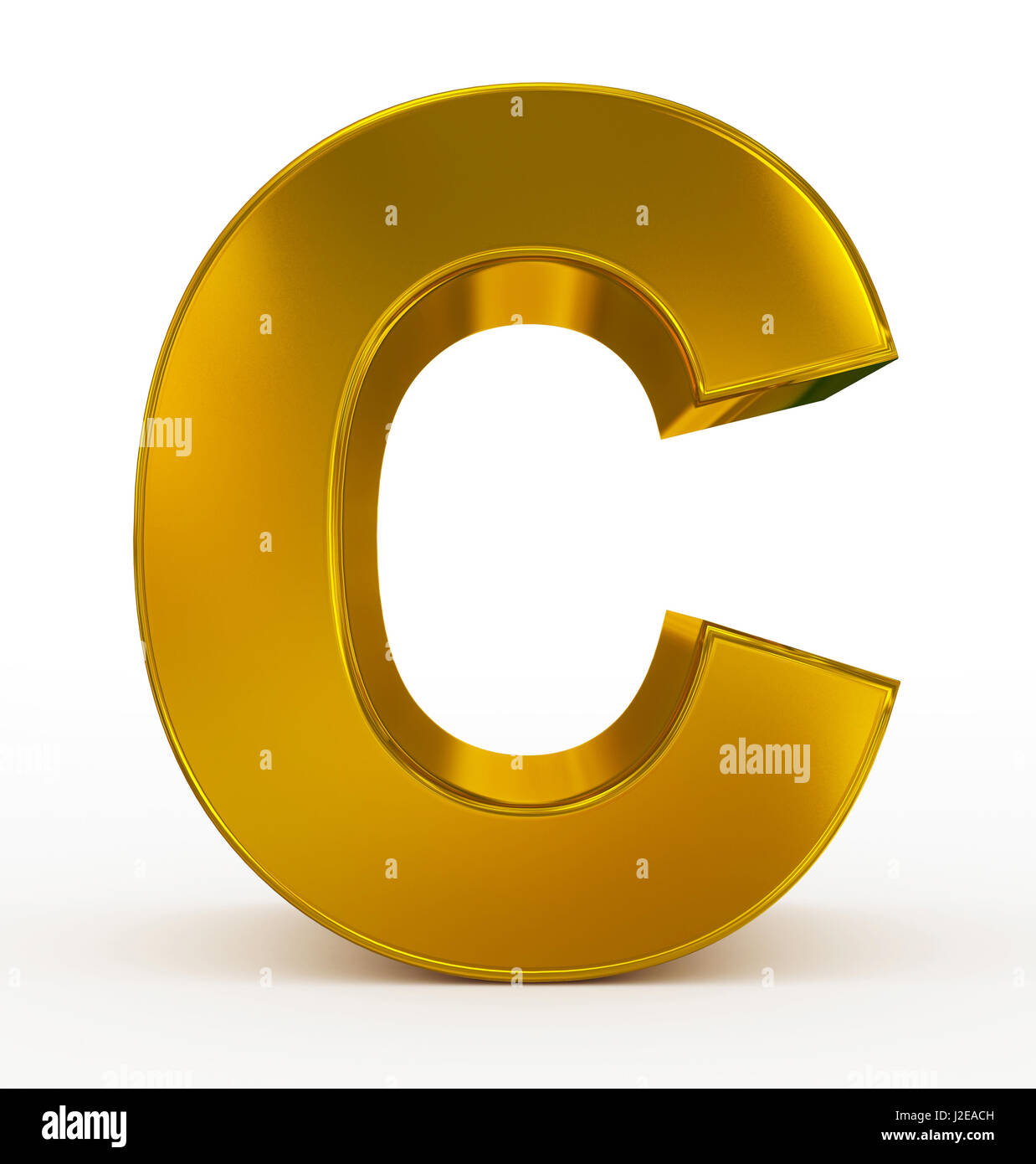 letter C 3d golden isolated on white - 3d rendering Stock Photo - Alamy