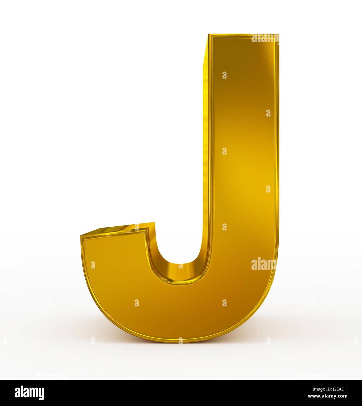 letter J 3d golden isolated on white - 3d rendering Stock Photo - Alamy