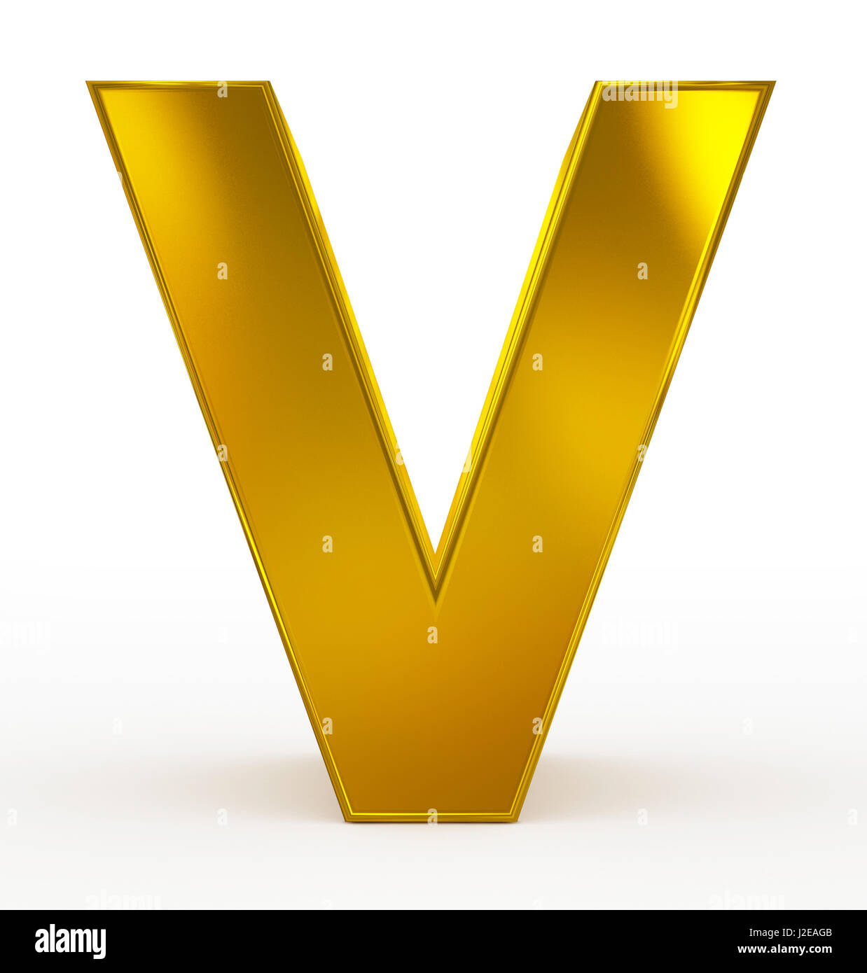 letter V 3d golden isolated on white - 3d rendering Stock Photo - Alamy