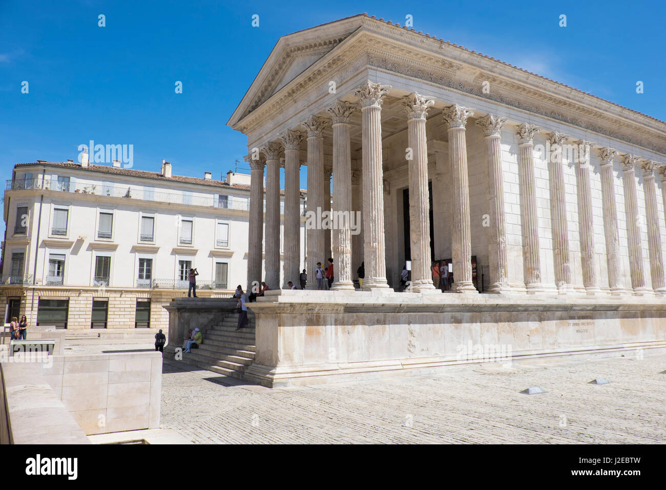 France, Nimes, the Maison Carree is a an ancient roman temple completed ...