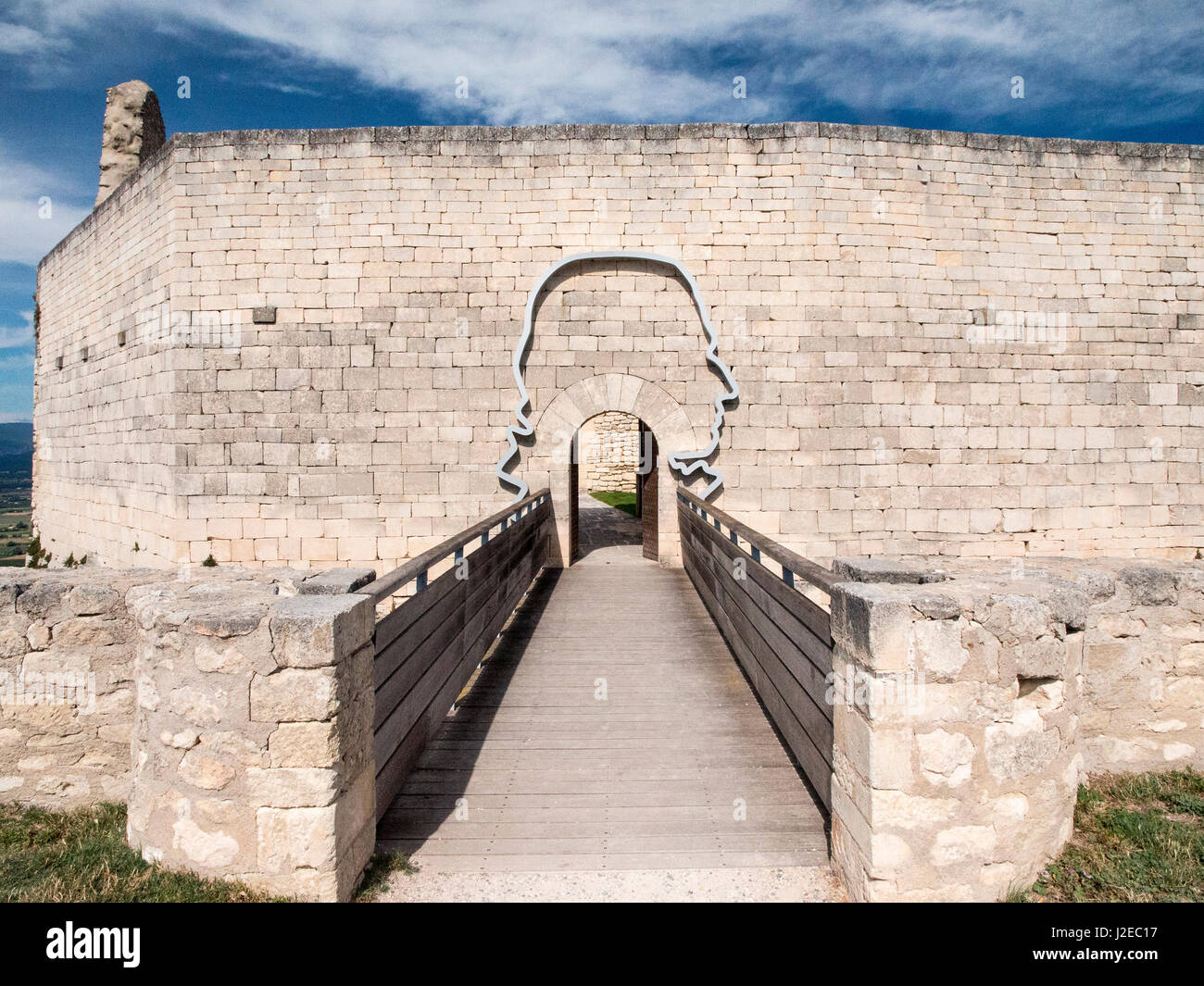 France, Provence, LaCoste. Entrance to the Castle De Sade in the town ...