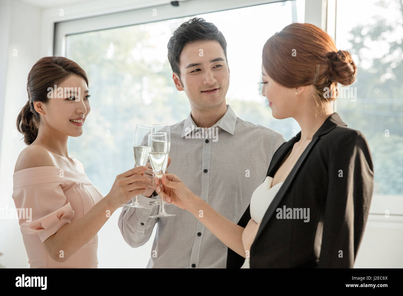 Young smiling people toasting at party Stock Photo - Alamy