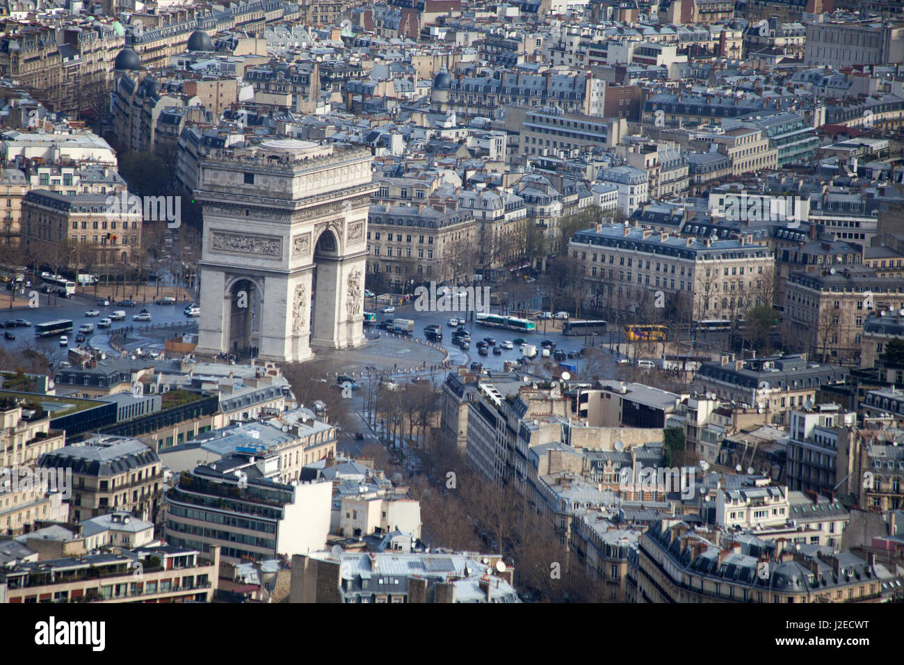 France, Paris. Arc de Triomphe, view from the Eiffel Tower Stock Photo ...