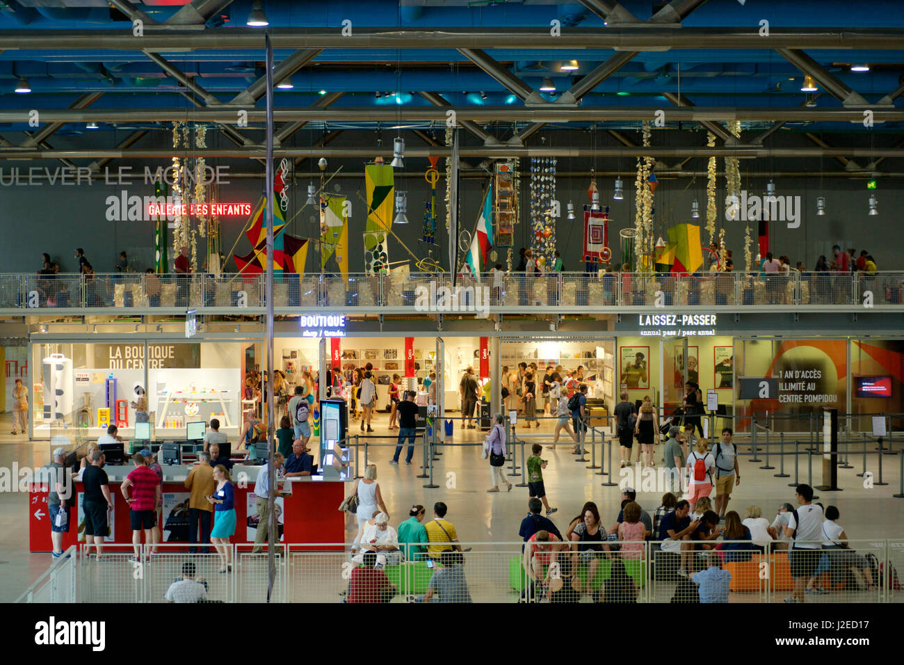 France, Paris, Centre Pompidou-Beaubourg, main hall, ticket office and ...