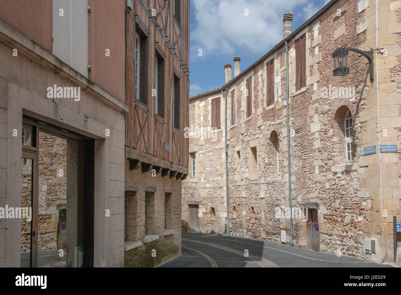 A winding street in the medieval town of Bergerac, France Stock Photo ...