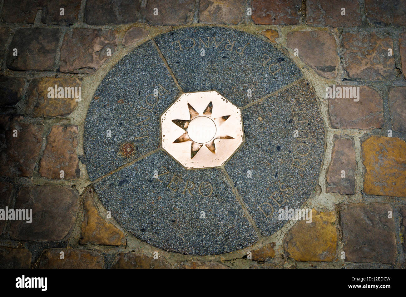 Paris Point Zero at Notre Dame Cathedral (geographical center of France ...