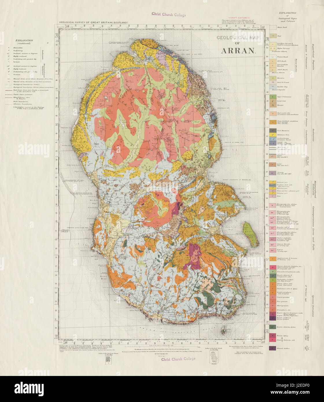 Geological map of Arran. Vintage geological survey map. Sheet ...