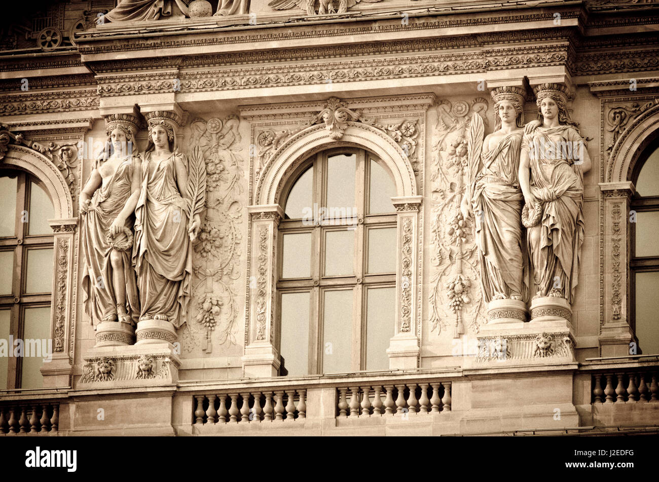 Statue detail at the Louvre Palace, Louvre Museum, Paris, France Stock ...