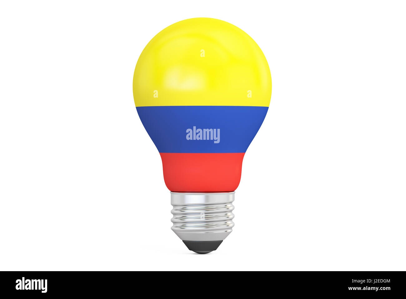 Light bulb with Colombia flag, 3D rendering isolated on white ...