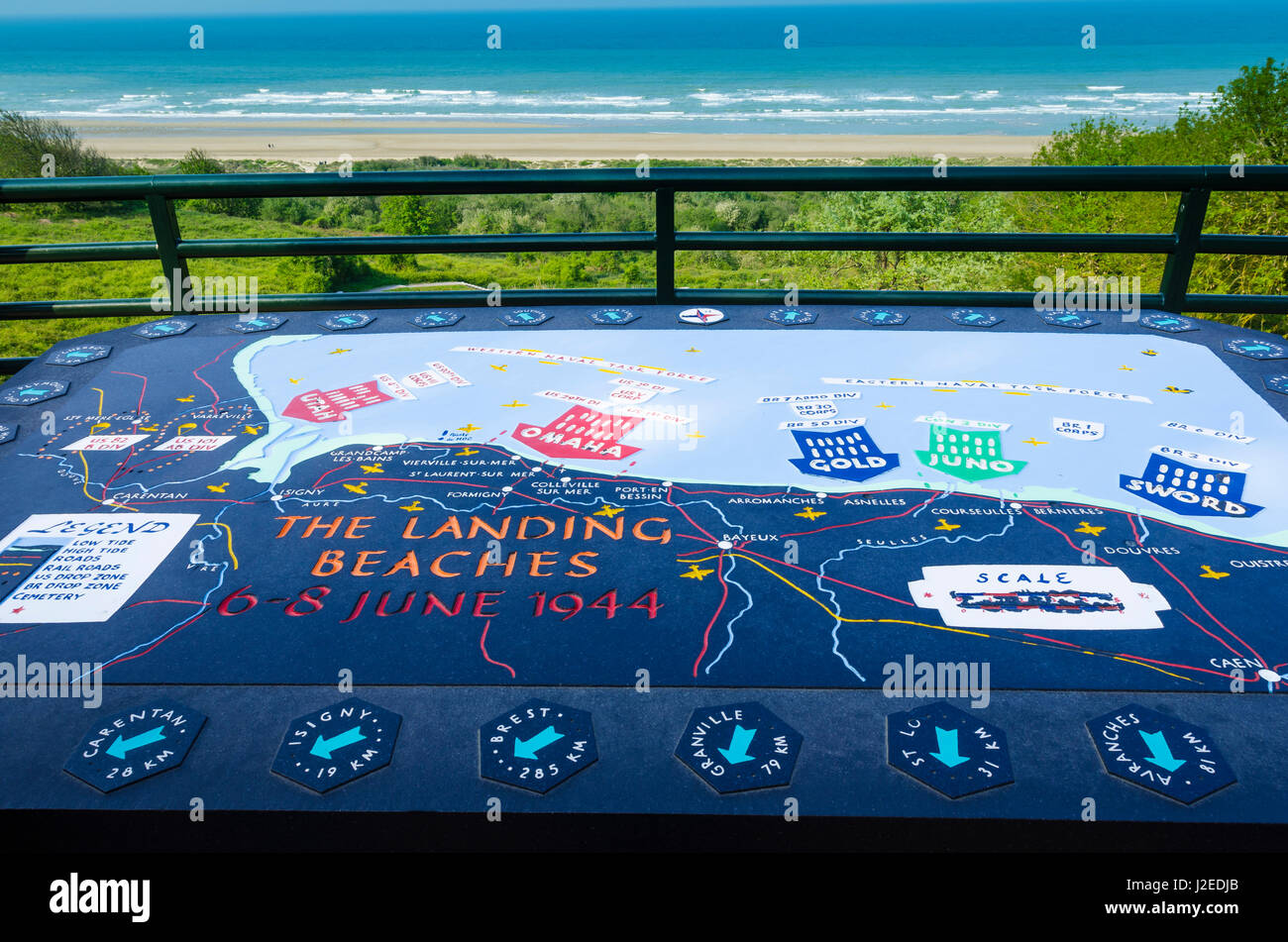 Map at the American Cemetery overlooking Omaha Beach, Colleville-sur ...