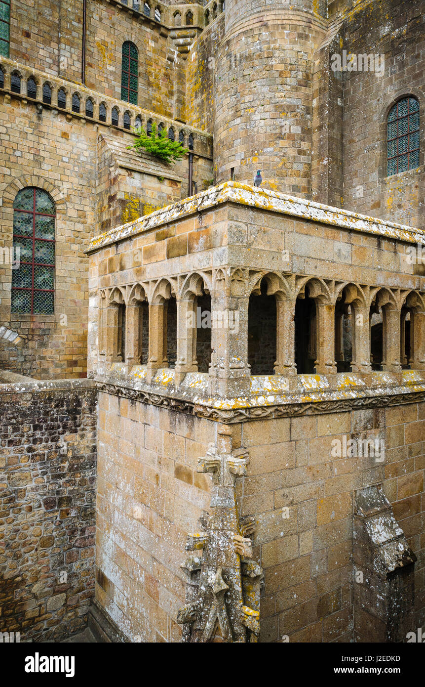 Abbey architecture, Mont Saint-Michel monastery, Normandy, France Stock ...