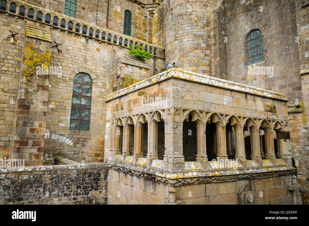 Abbey architecture, Mont Saint-Michel monastery, Normandy, France Stock ...