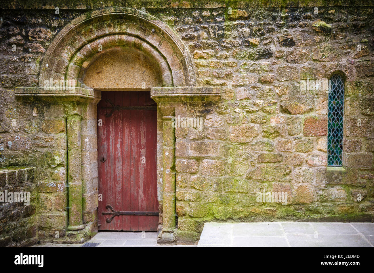 Abbey door, Mont Saint-Michel monastery, Normandy, France Stock Photo ...