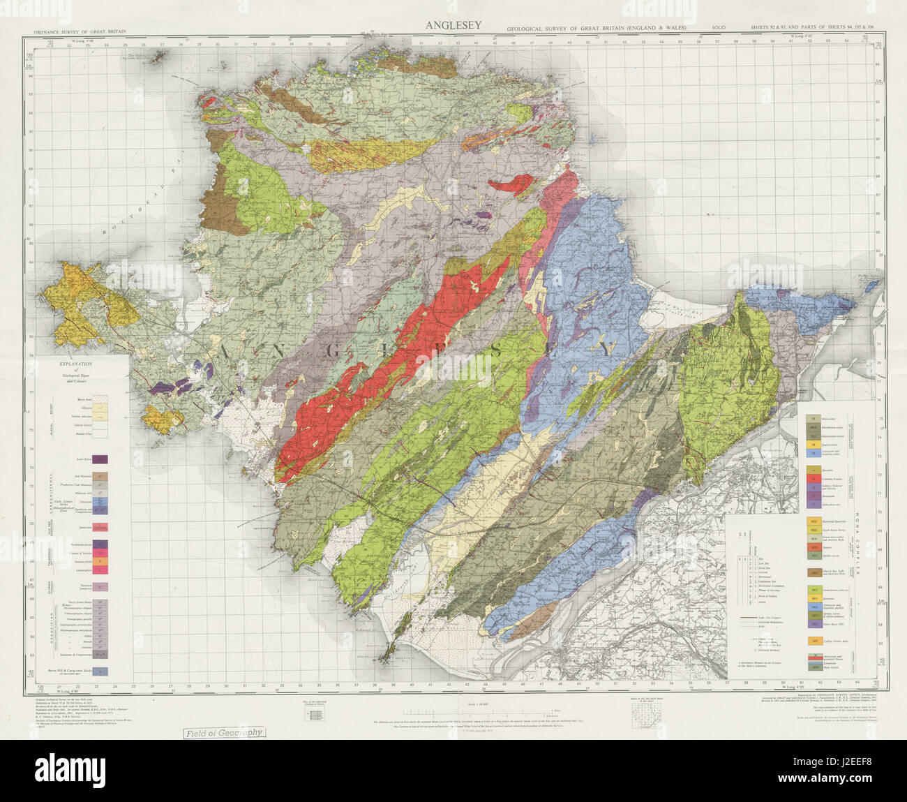 Anglesey geological survey Wales Bangor Holyhead Caernarfon 1972 old ...