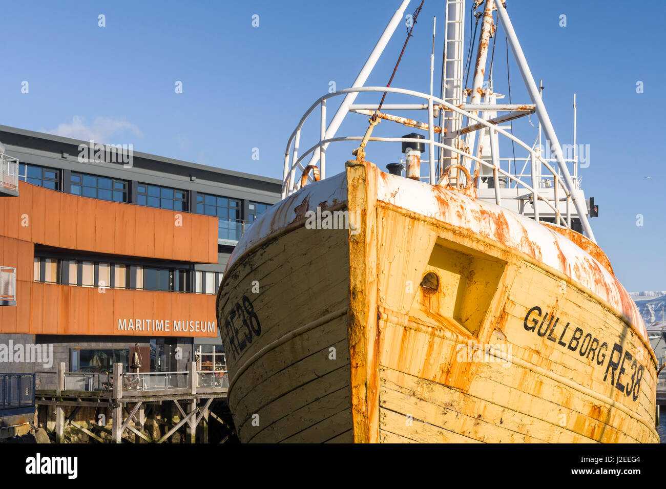 Museum Ship in the Viking Maritime Museum in Reykjavik harbor during ...
