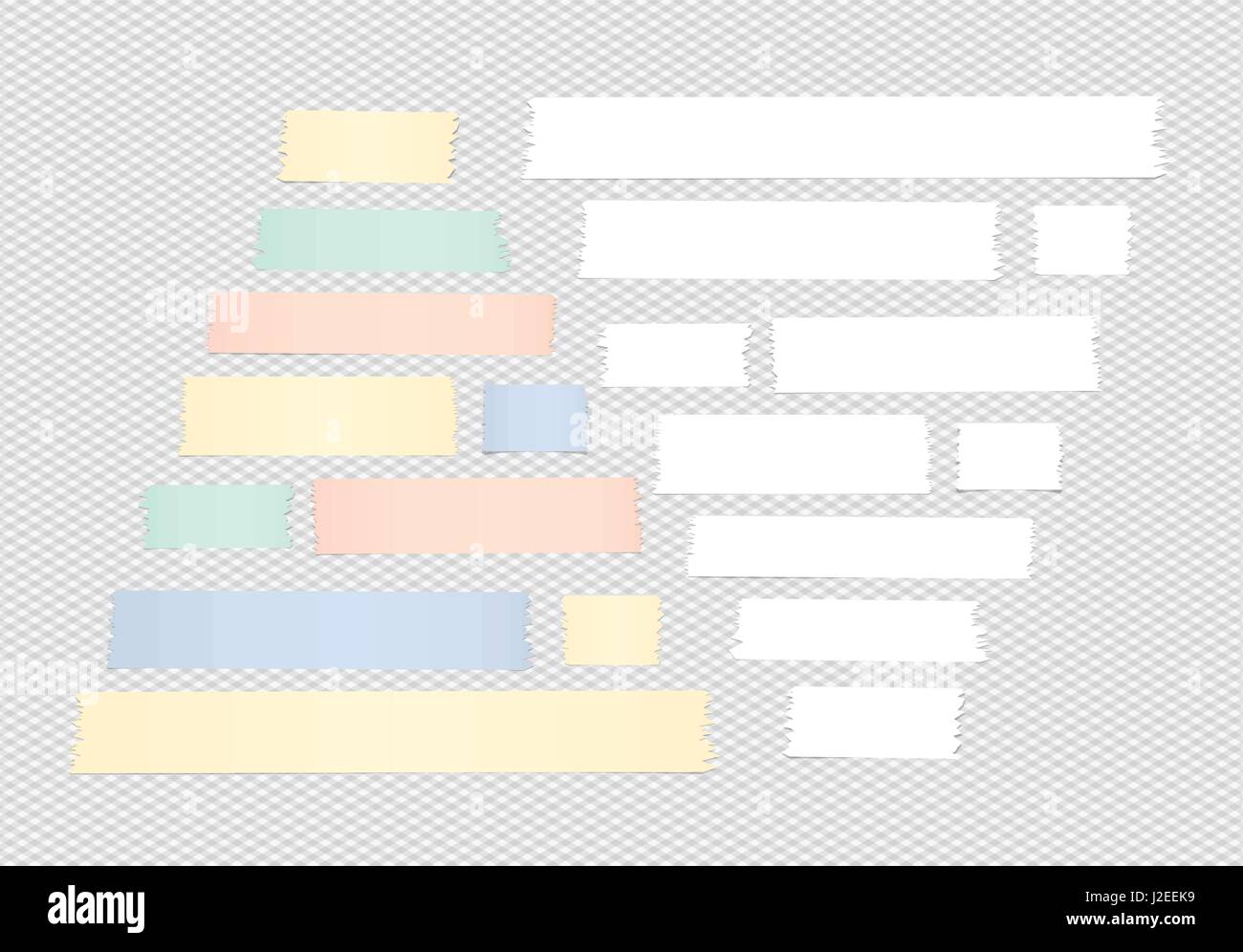 Colorful and white pyramid shapes, different size adhesive, sticky tape ...