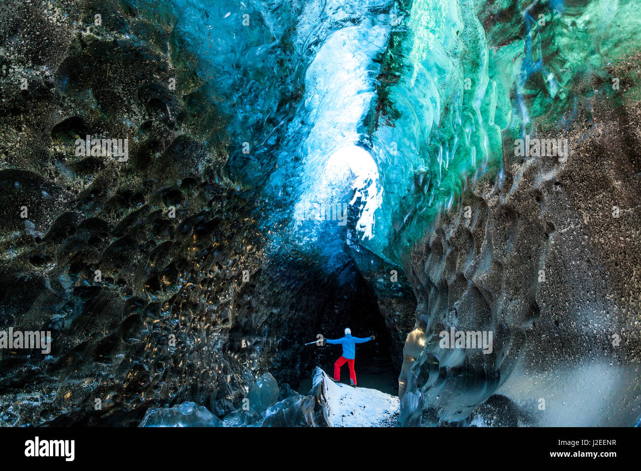 Glacial Ice Cave, Svinafellsjokull glacier, Skaftafell National Park, Iceland Stock Photo - Alamy